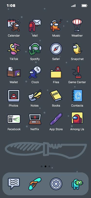 Among Us iPhone home screen (Background and 40 PNG)