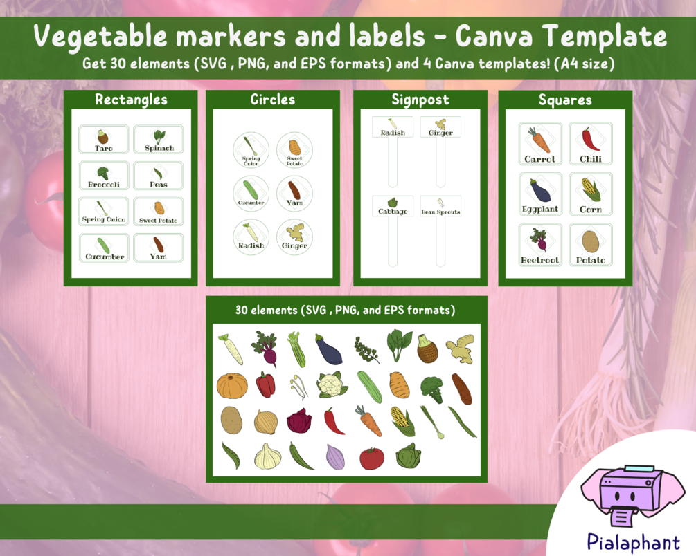Vegetable Markers and Labels Canva Template