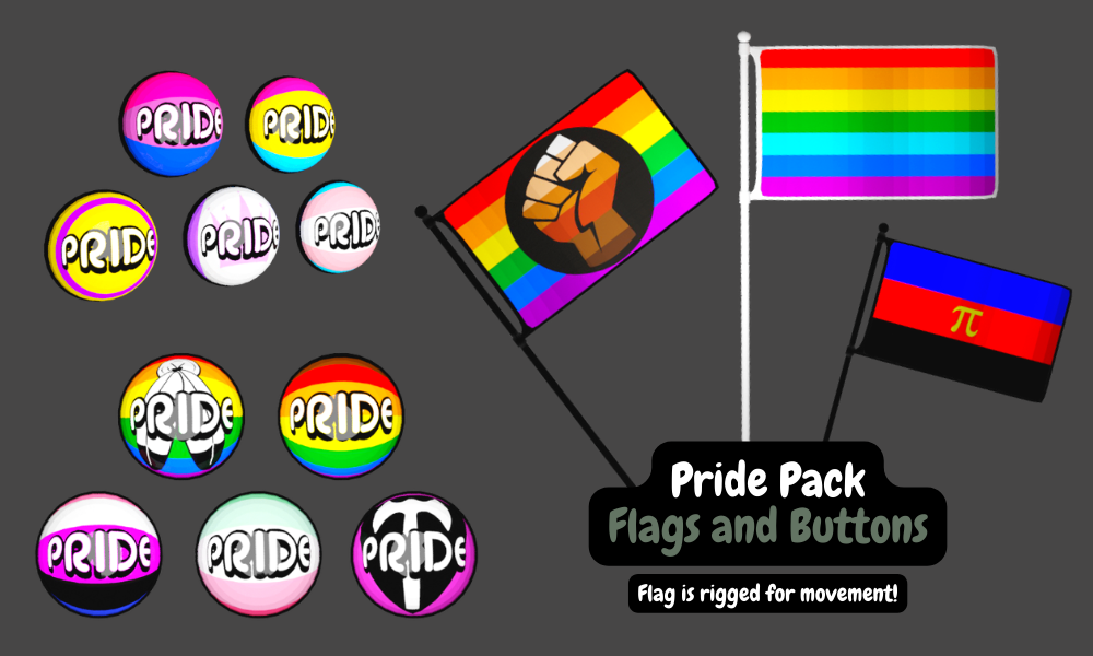 Pride Flag and Button Pack (Avatar Accessory)