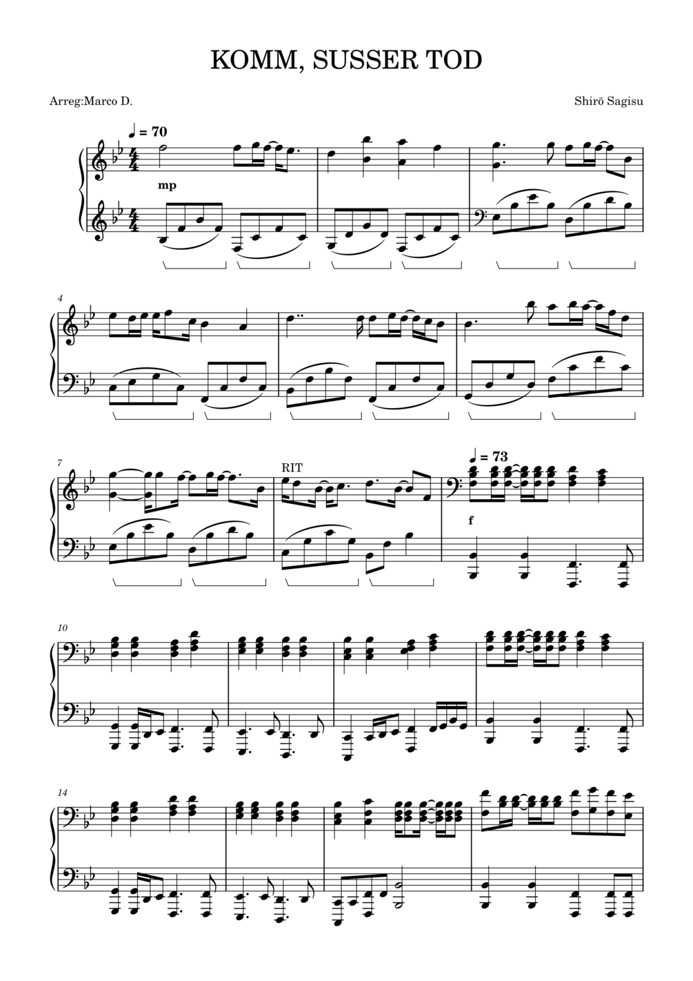 KOMM, SUSSER TOD SHEET + MIDI