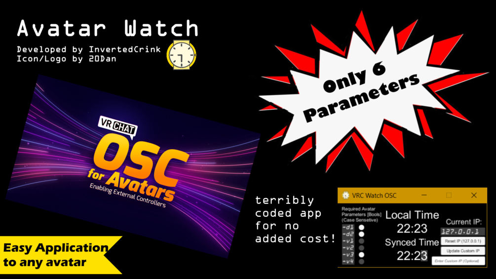OSC Powered Watch/Clock For VRChat (Only 6 Bools!)
