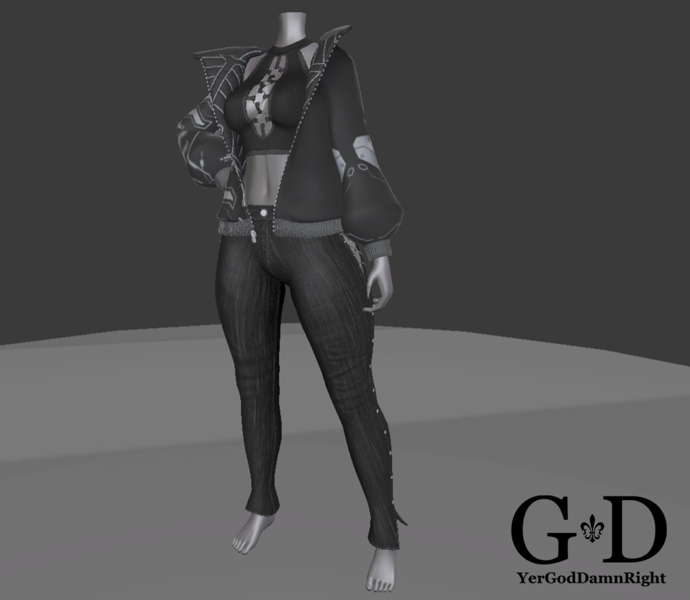 Sexy Modest Techwear set for ZinFit base [VRCHAT/SDK3]