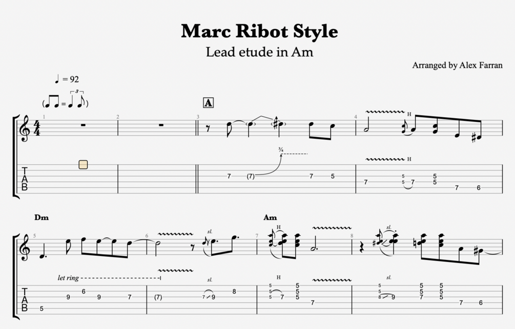 Marc Ribot/Tom Waits style lead etude (Gypsy blues in A minor!)
