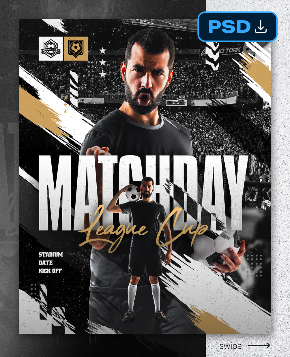Football Matchday - Template PSD | Instagram Portrait, Square & A4