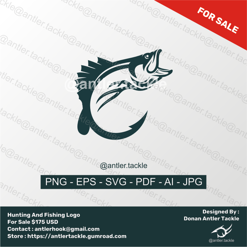Bass Deer Antler Hook Fishing Hunting Logo Designed By Donan Antler Tackle
