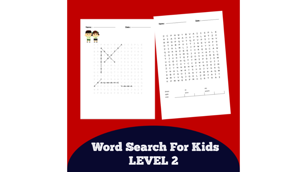 WORD SEARCH FOR KIDS LEVEL 2 Includes Answer