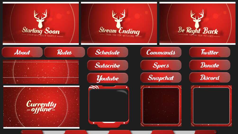 Red Christmas Animated Twitch Overlay pack