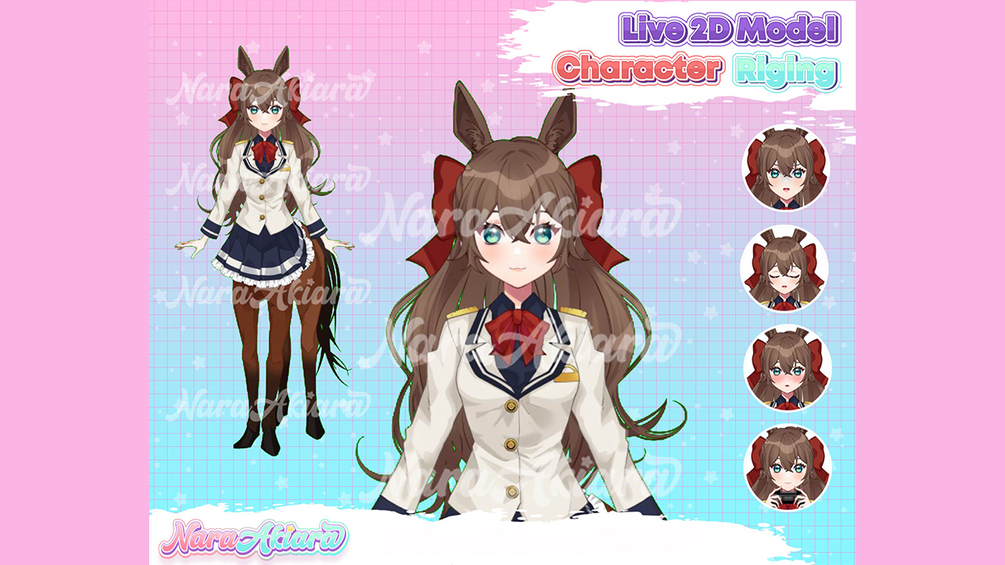 Vtuber Model and Rigging Anime Girl Gidran Horse Premade, Live2d ready ...