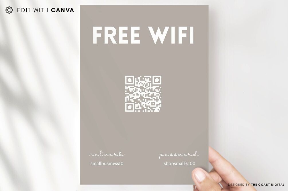 Boho Free WiFi Sign Template with QR Code - TCD102