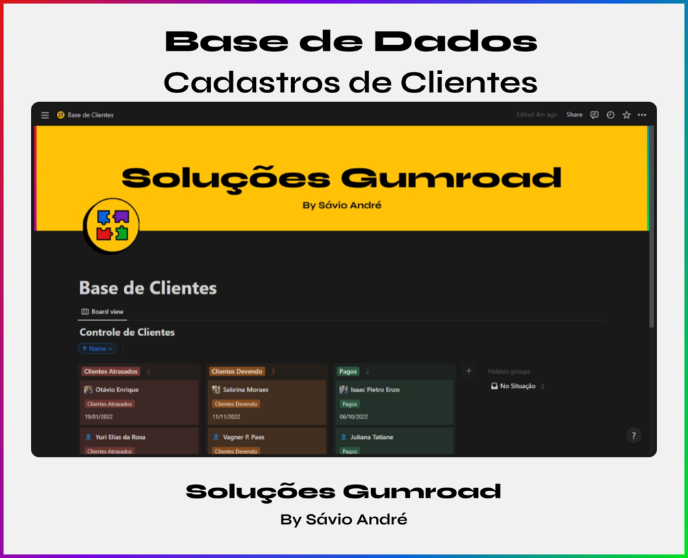 Notion Template - Controle e Cadastro de Clientes - Data Base
