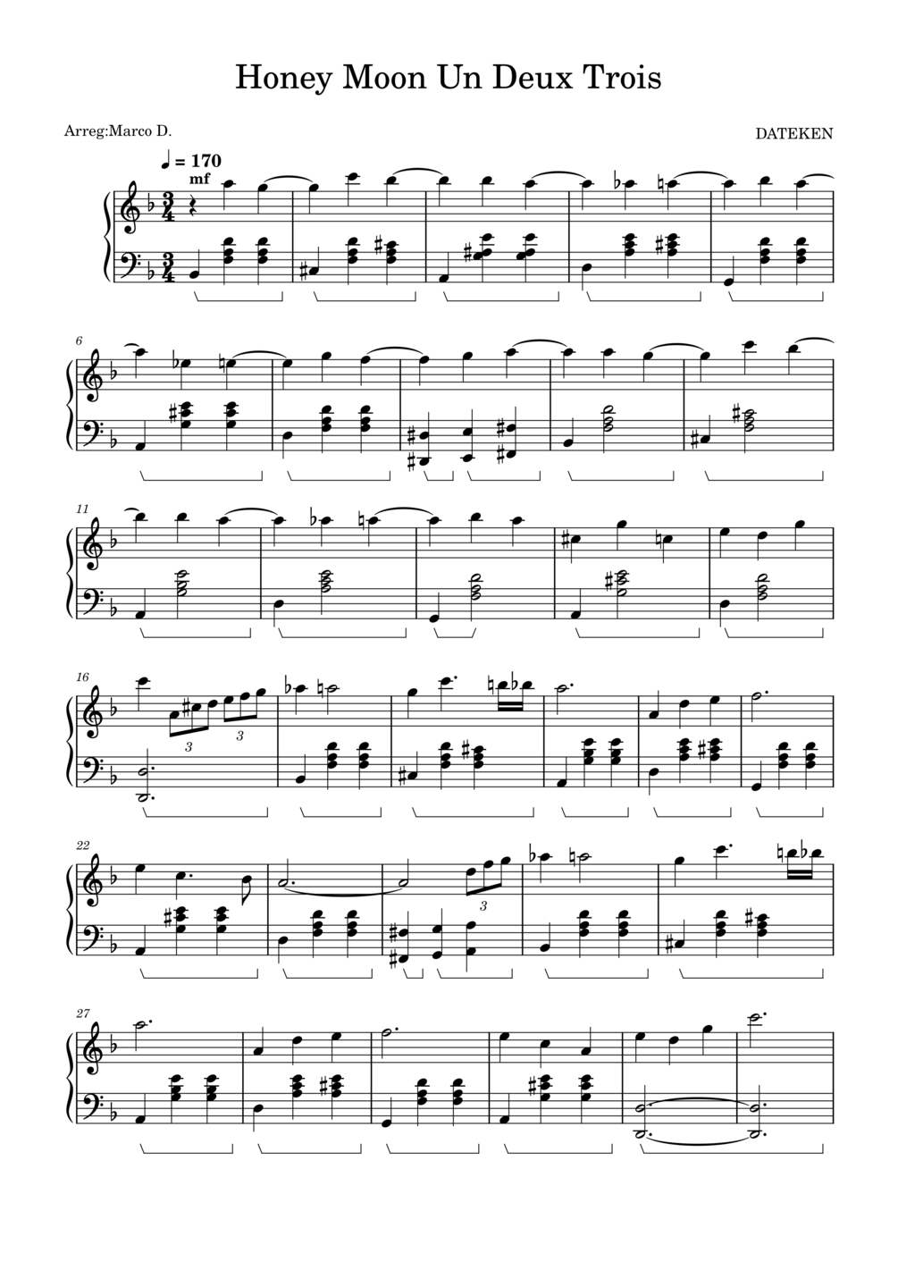 Honey Moon Un Deux Trois | DATEKEN SHEET + MIDI