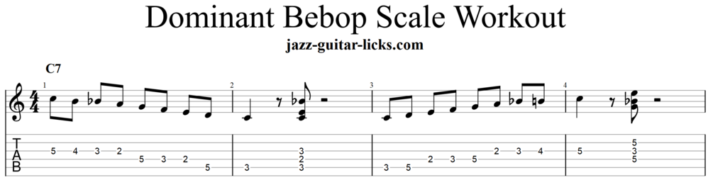 Dominant Bebop Scale Exercise For Guitar - Free PDF With Tab/Score For ...