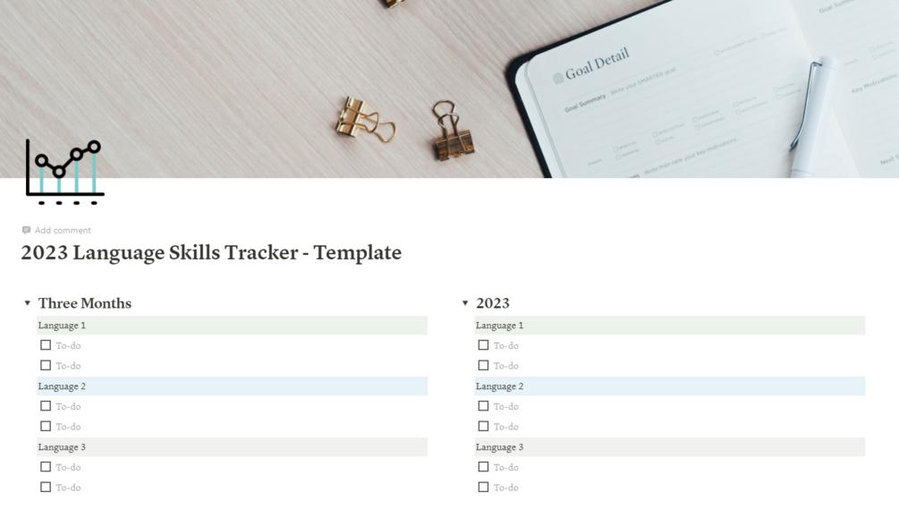 Language Skills Tracker - Notion Template