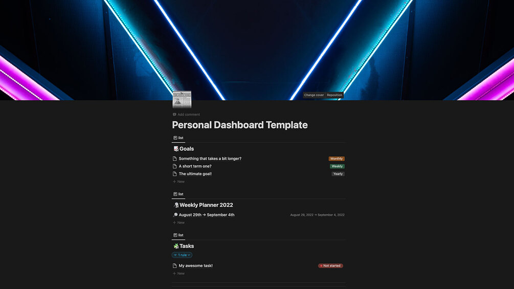 Personal Dashboard Template