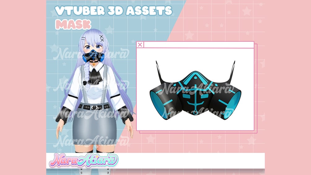 3D Vtuber Assets Mask V21 vroid commission, 3D assets ready to use ...
