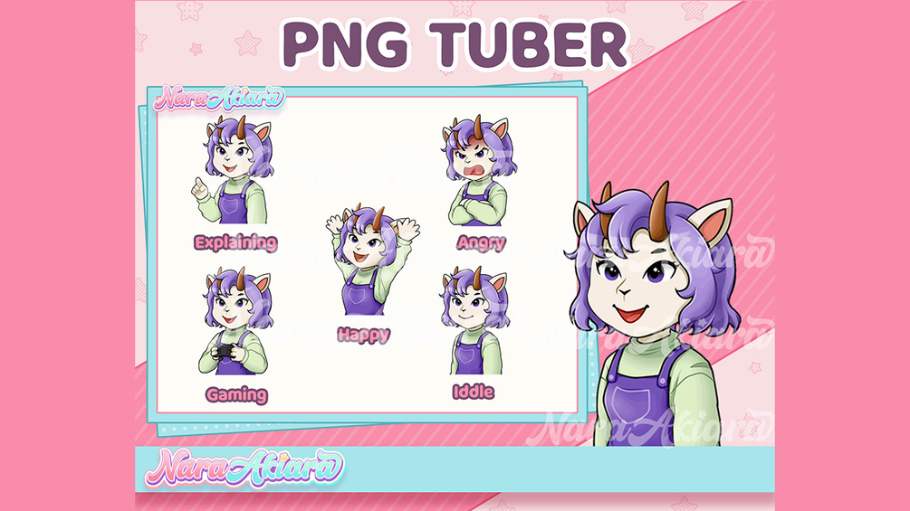 Adorable Ready-to-Use Chibi PNGTuber Avatar Kawaii Goat Girl