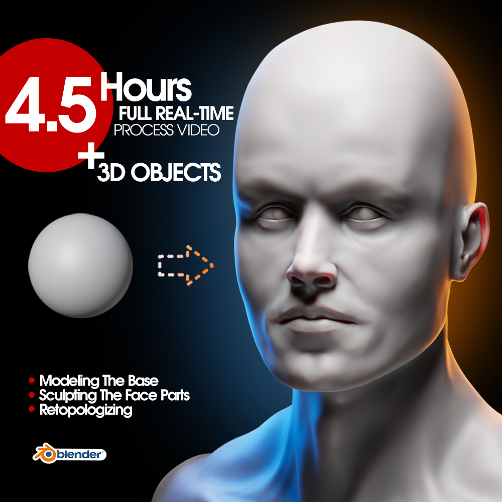 Realistic Head Sculpting - Full 4.5Hours Real-Time Process Video + Base Head Blockout & Final ...