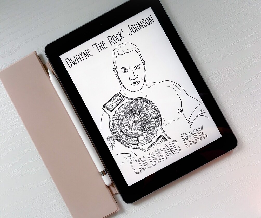 Dwayne Johnson digital colouring book
