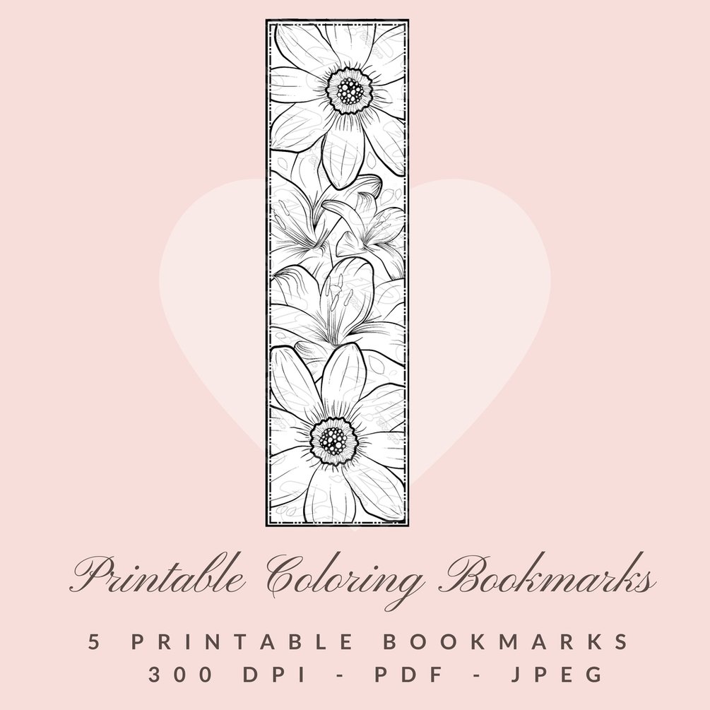 Flower Printable Coloring Bookmarks Pdf, Printable Bookmarks To Color ...