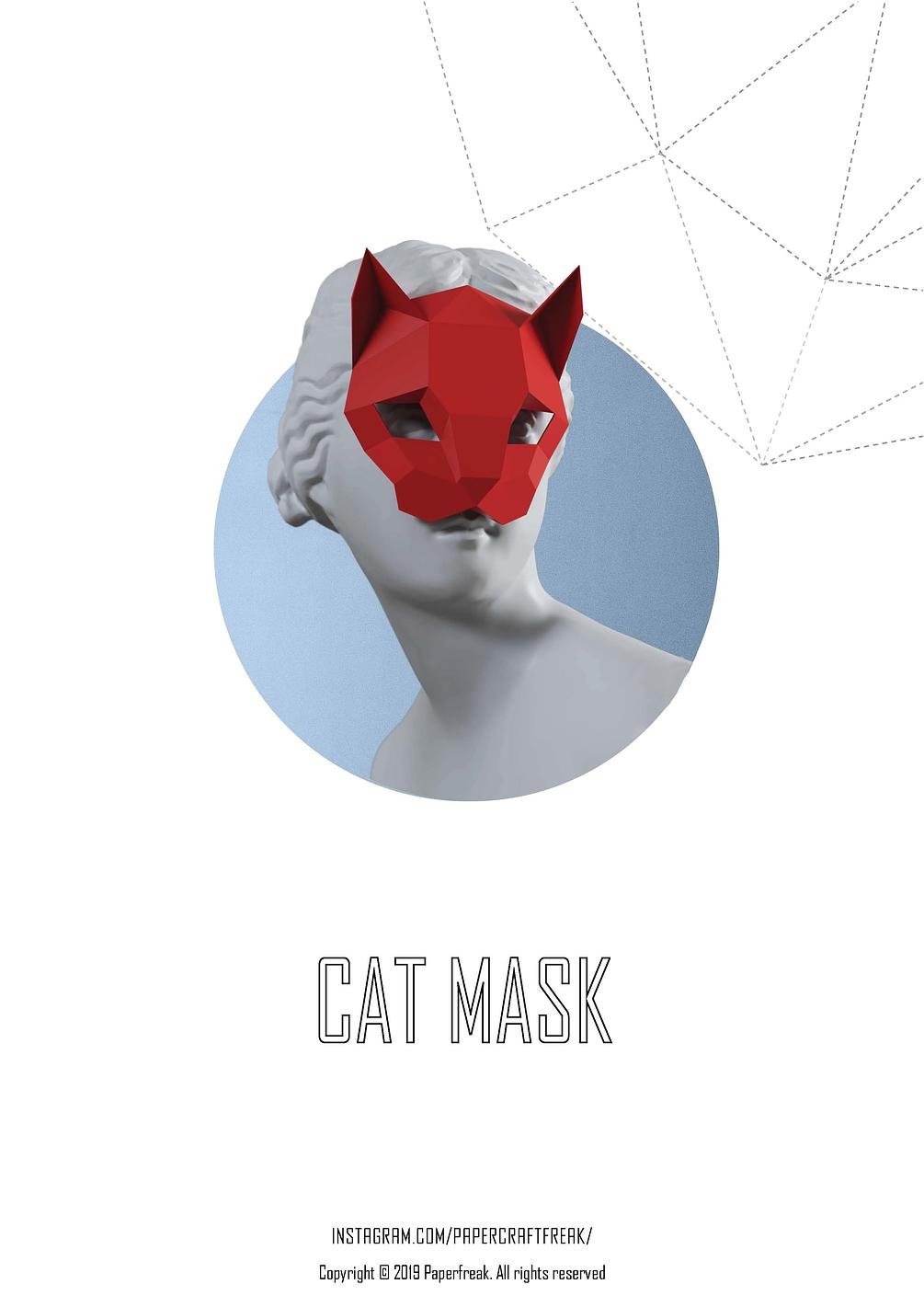 Papercraft 3D CAT MASK halloween festival pepakura carnival Low Poly
