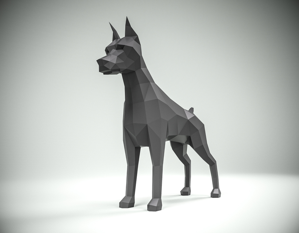 Doberman, digital templates in PDF for paper low-poly sculpture