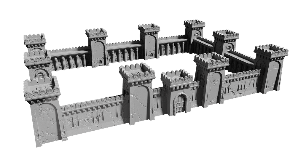 Scenery 10mm: Lizardmen City Walls (FDM)