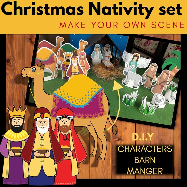 Nativity Scene Printable, Paper Nativity, DIY nativity Set