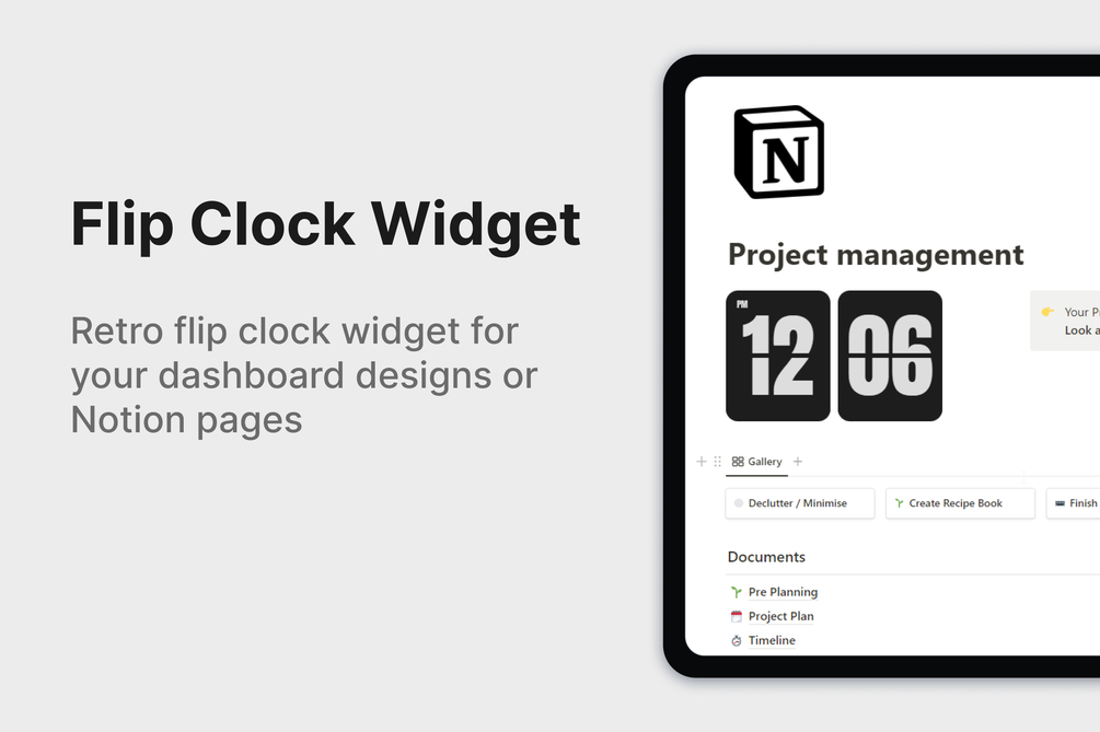 Notion Digital Flip Clock Widget