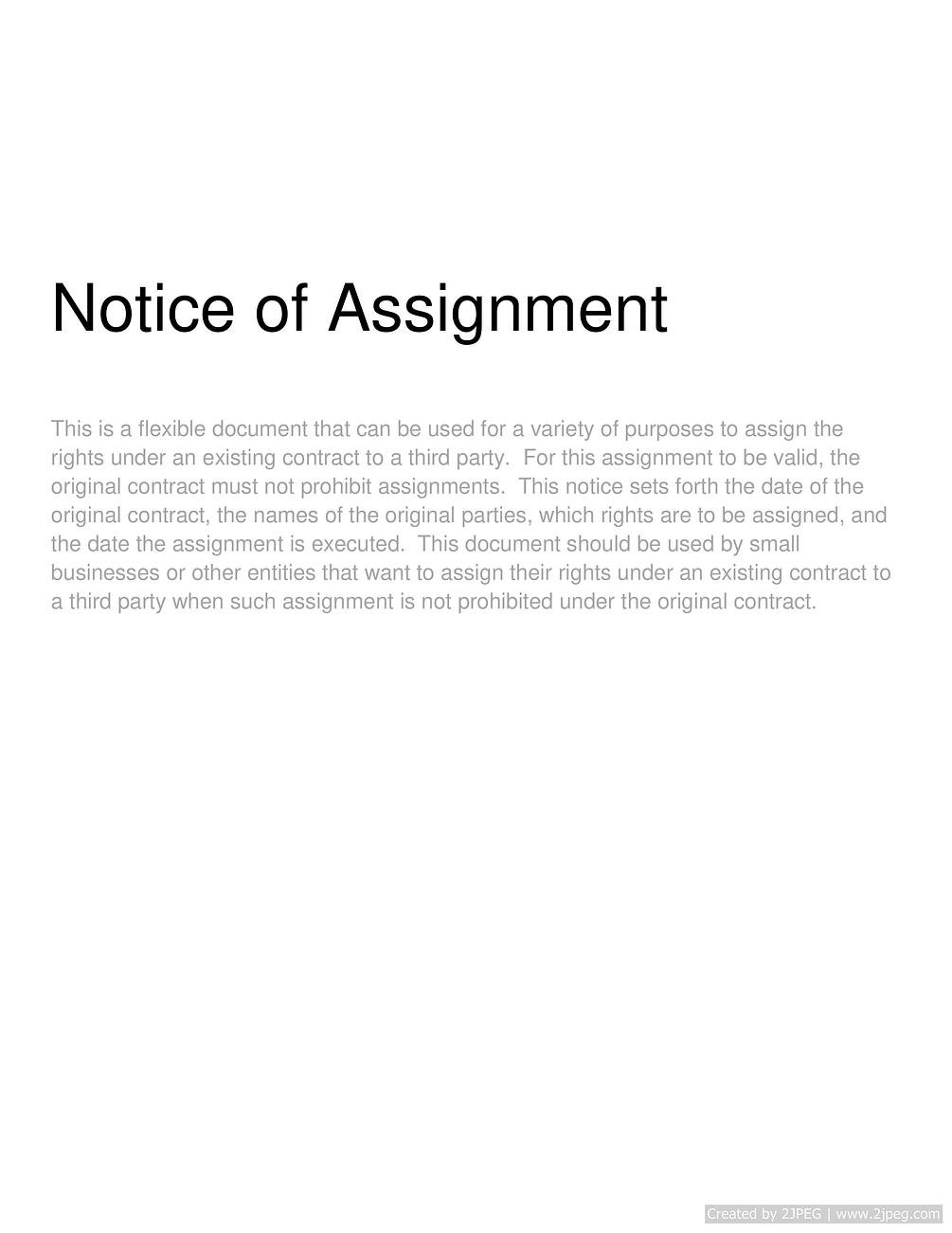 Notice of Assignment