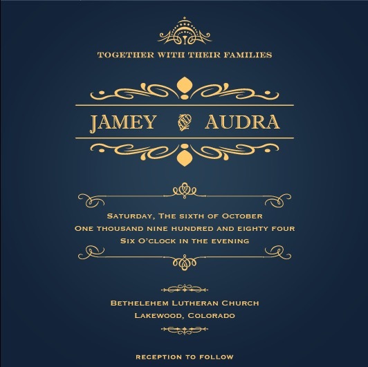 Custom Victorian themed wedding invitations