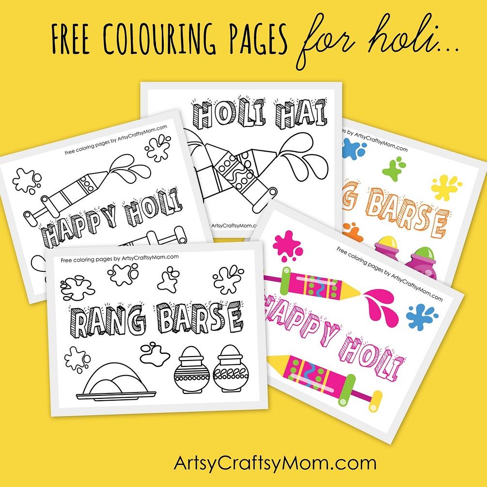 Free Coloring pages for Holi - Festival of colors