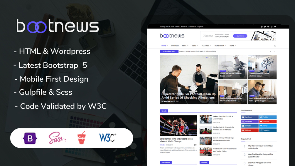 Bootnews - Bootstrap 5 News Template