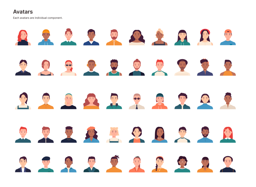 50 Avatars Vector (.svg & figma component)
