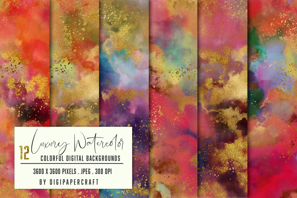 Luxury Watercolor Backgrounds, Sparkling watercolor paper collection