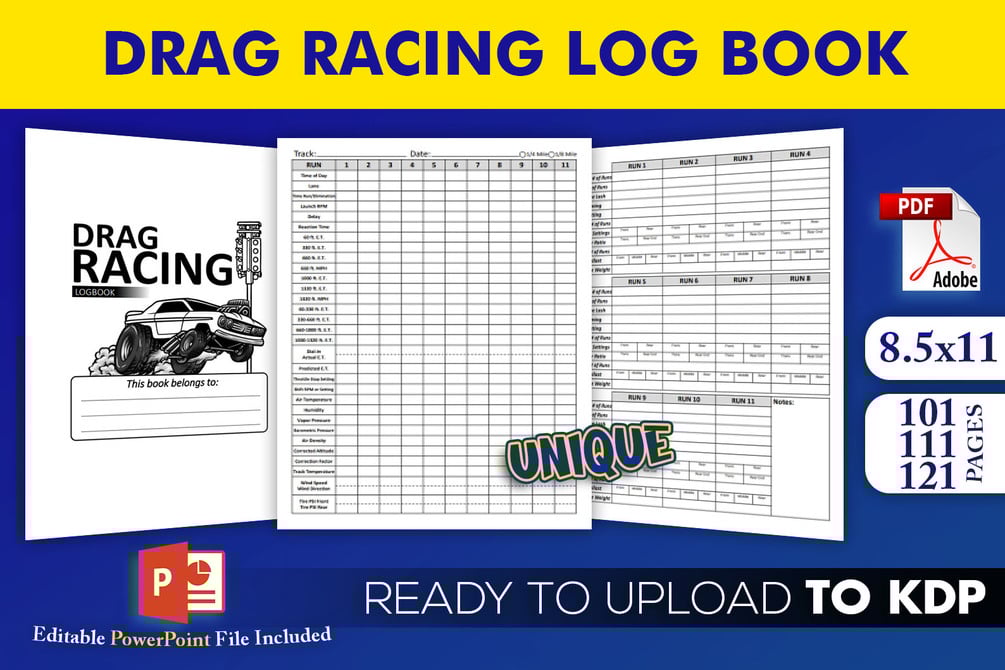 Drag Racing Log Book | KDP Interior Template Ready to Upload