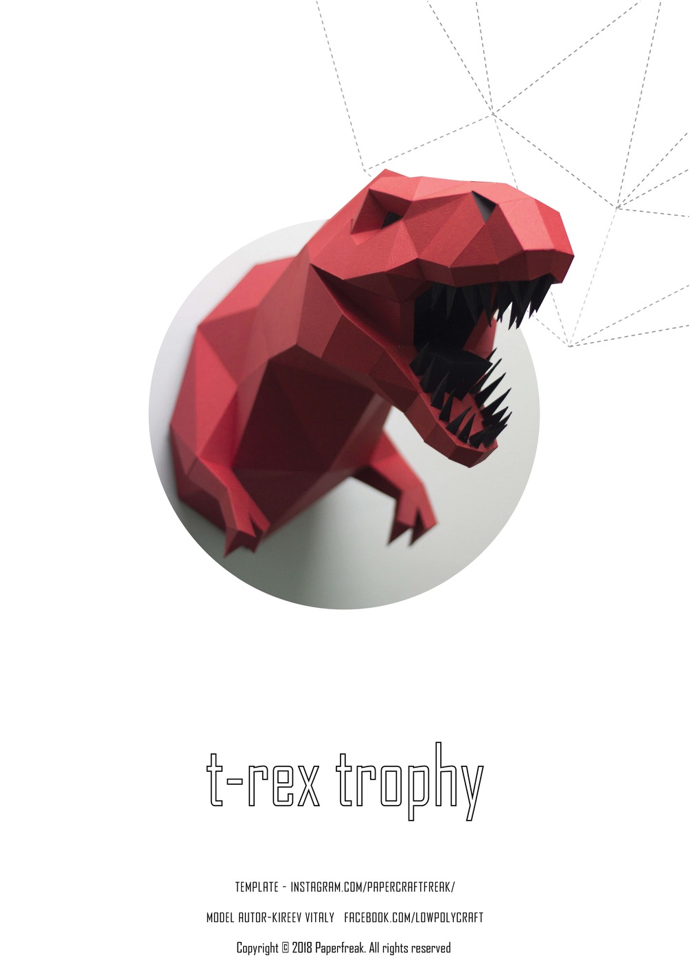 Papercraft dinosaur T-rex Tyrannosaurus 3D template jurassic park