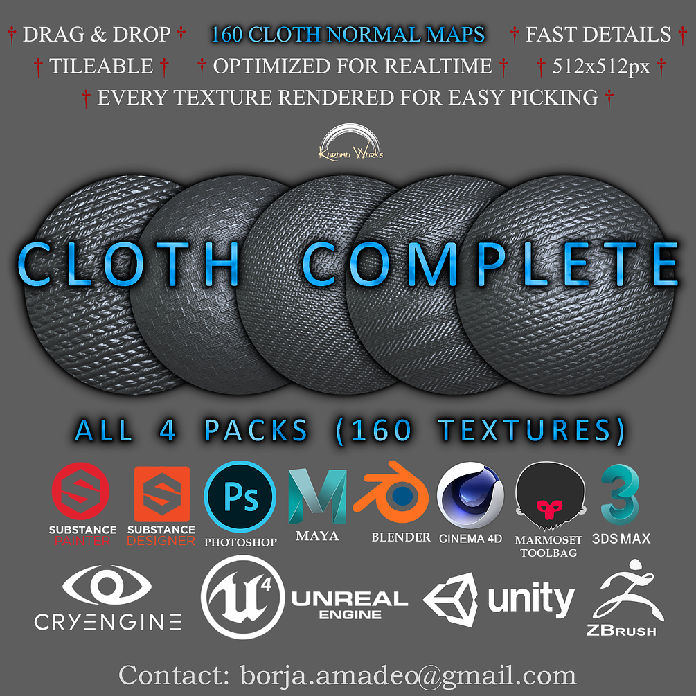 CLOTH COMPLETE PACK - 160 Cloth Detail Tileable Normal Maps