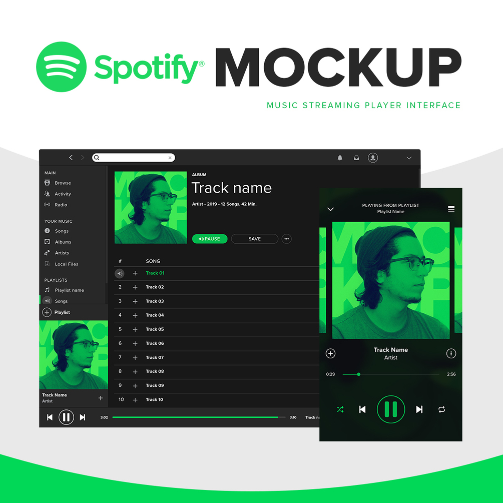 Streaming player UI Kit Psd Mockup - by @henrybotelho