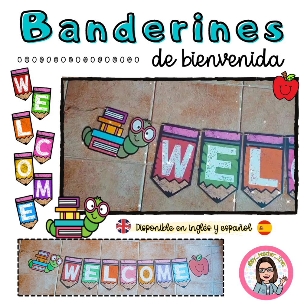 Banderines WELCOME lápices (versión inglés)