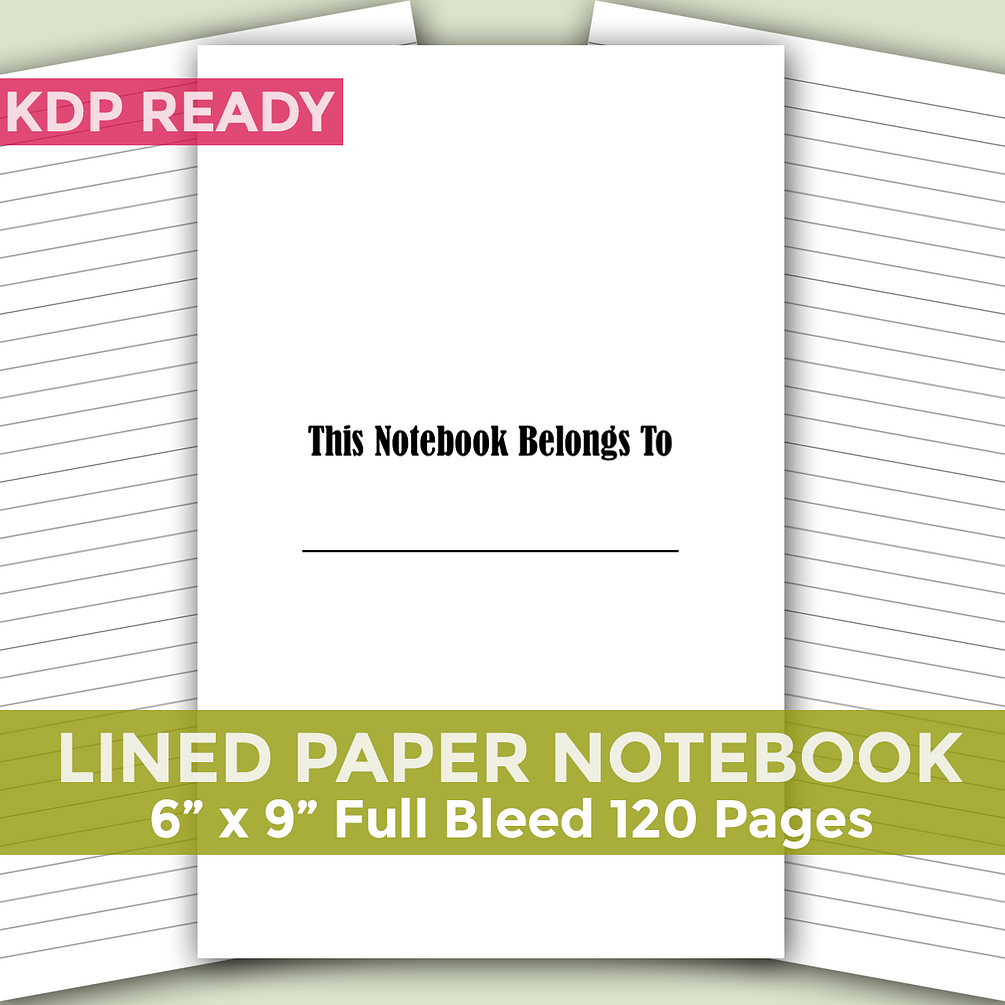 120 Page College Lined Interior Notebook PDF KDP Ready