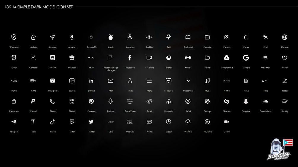 iOS 14 Simple Dark Icon Pack