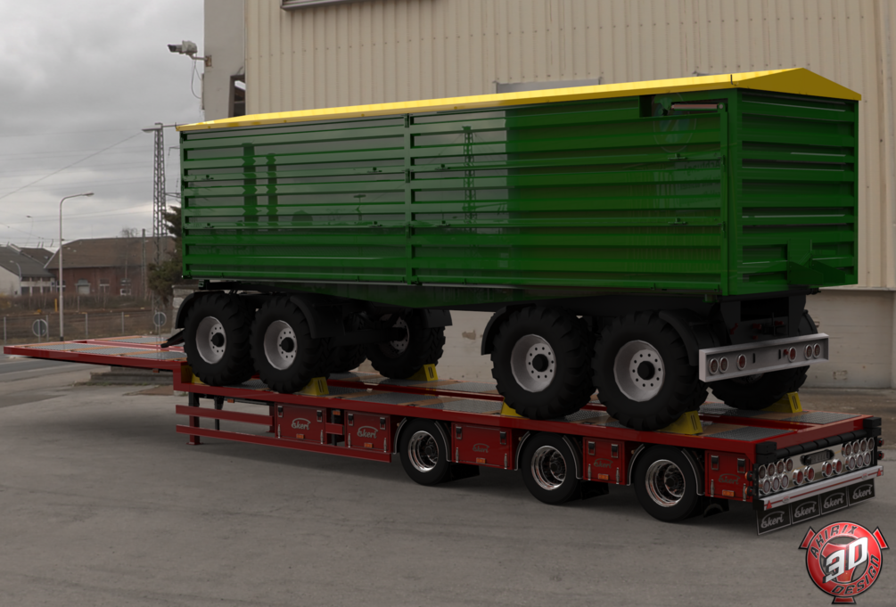 3D Custom Ekeri Flatbed Trailer Grain Trailer Load