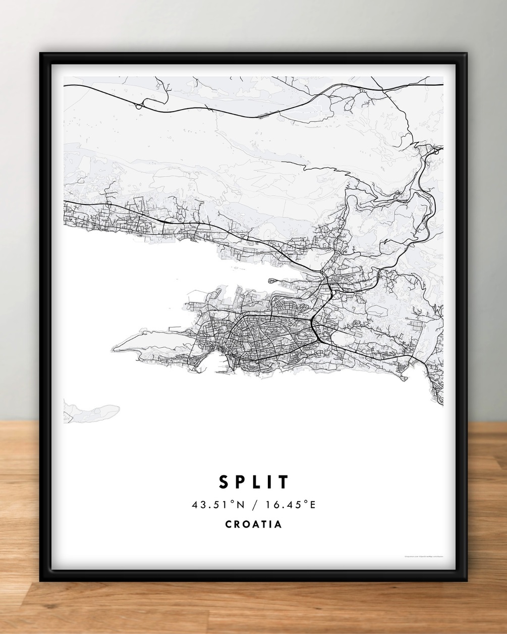 SPLIT, Croatia – Digital Map Poster – White