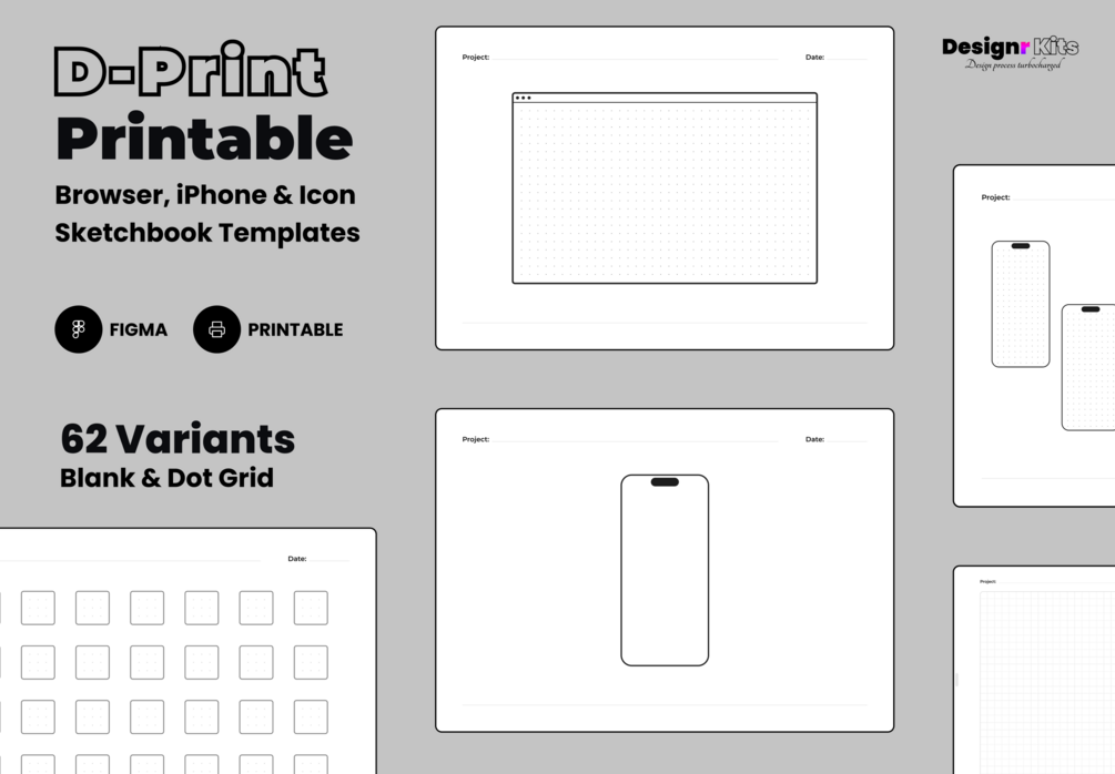 Printable Sketchbook Templates (62 Sheets)