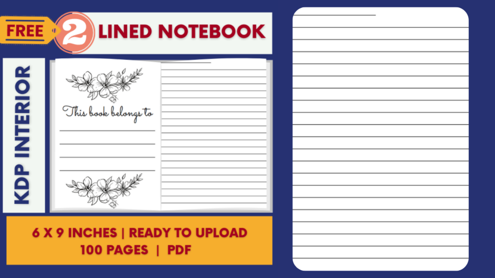 Lined Notebook 6 x 9 Inches - KDP Interior - 100 Pages