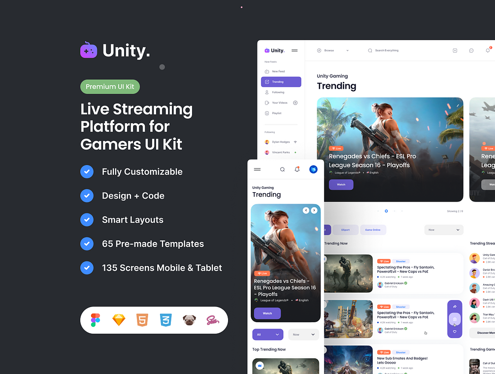Unity Dashboard Kit — Gaming 🎮