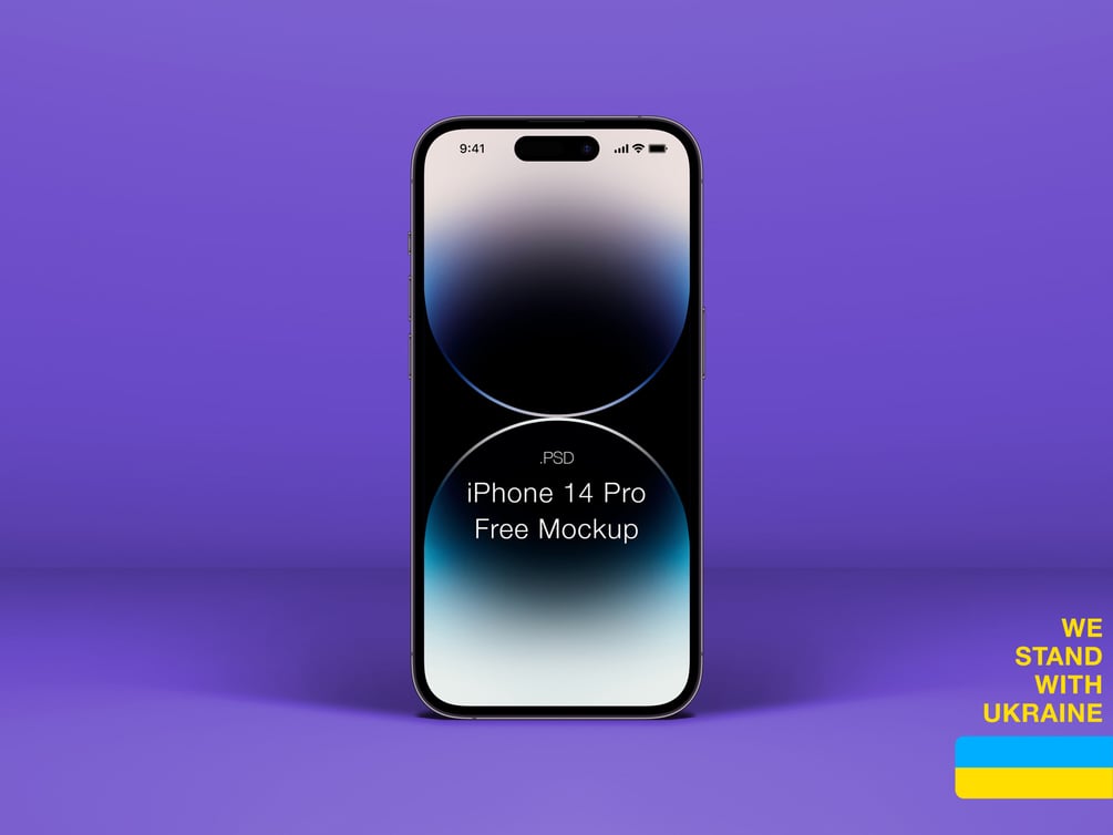 iPhone 14 Pro Free PSD Mockup with Status Bar Icons