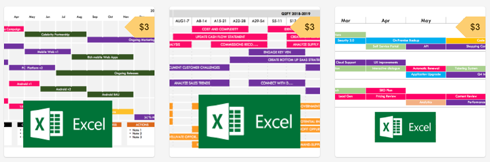3 Excel Roadmap Templates