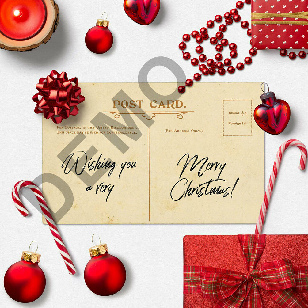 Red Postcard Christmas Card