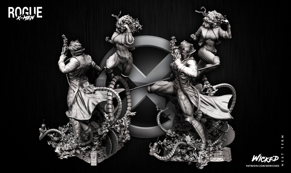 Wicked Marvel DIORAMA BASE + Rogue Sculpture + Gambit Sculpture: Tested ...